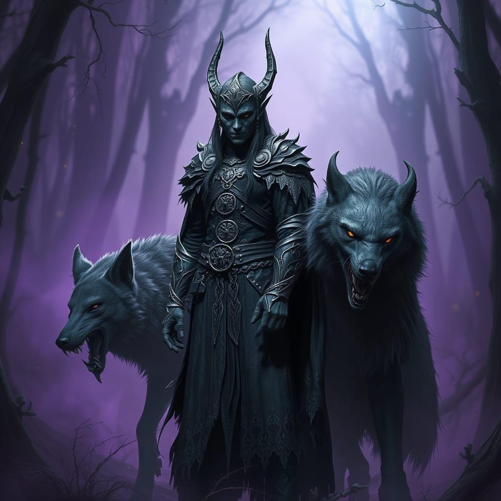 drow elf with dire wolf - Majestic Drow Elf in Dark Fantasy ...
