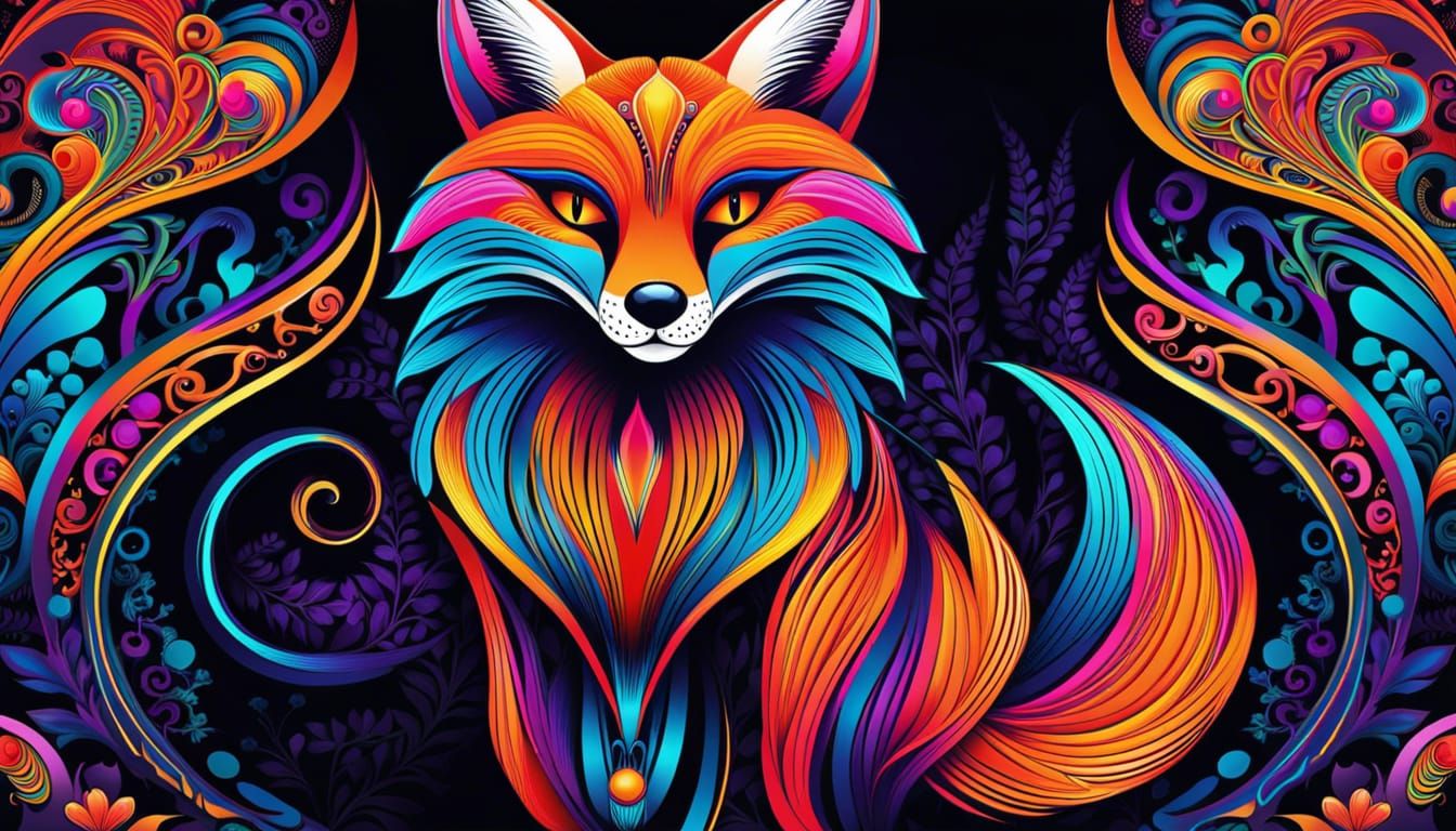 stylized fox, vector art, airbrush, a beautifully intricate and ...
