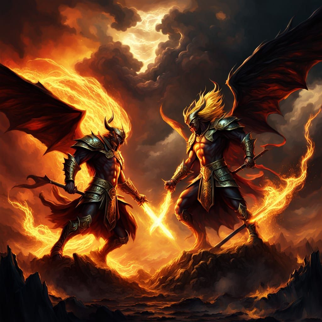 Epic Fantasy Battle: Good vs Evil Clash - AI Art