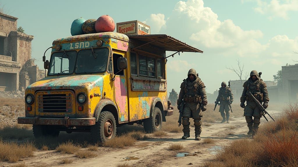 Ice cream head-ache - Post-Apocalyptic Ice Cream Truck Ruins