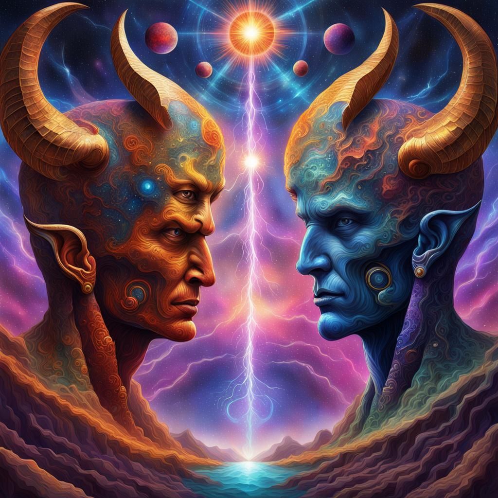 Across the celestial divide, a god of creation and a devil of ...