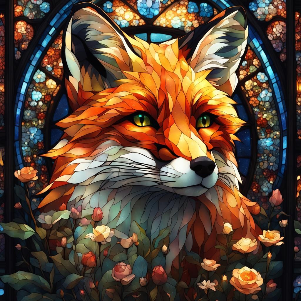 Stained Glass Fox - AI Generated Artwork - NightCafe Creator