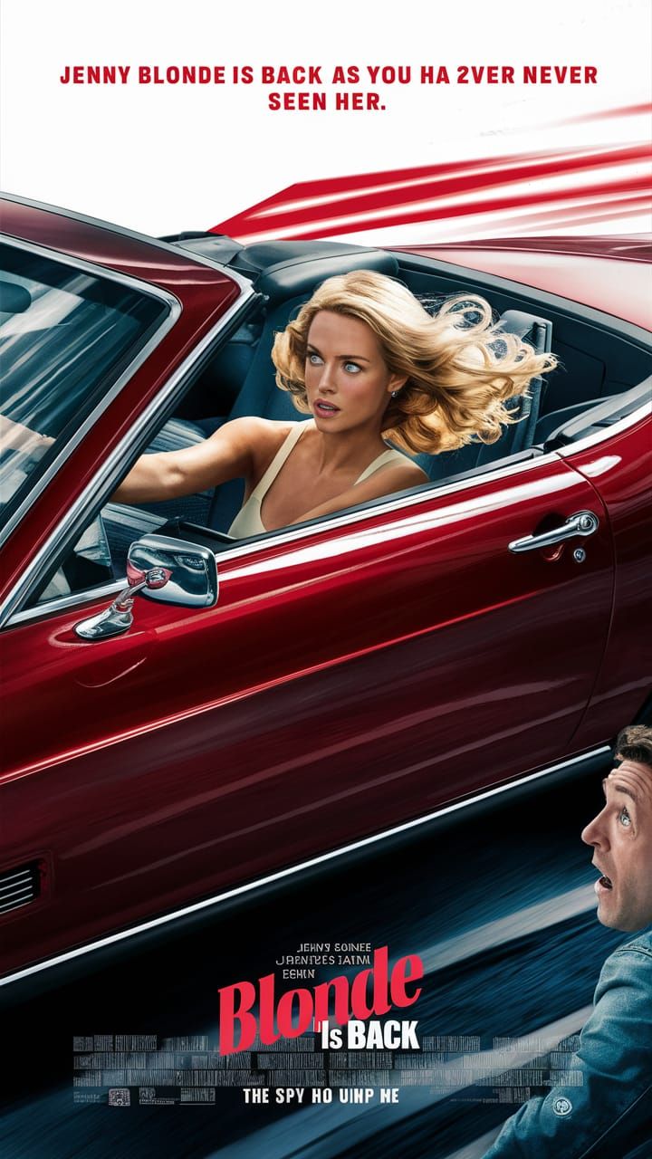 A captivating movie poster for "Blonde is Back" featuring a stunning blonde woman, Jenny Blonde ...