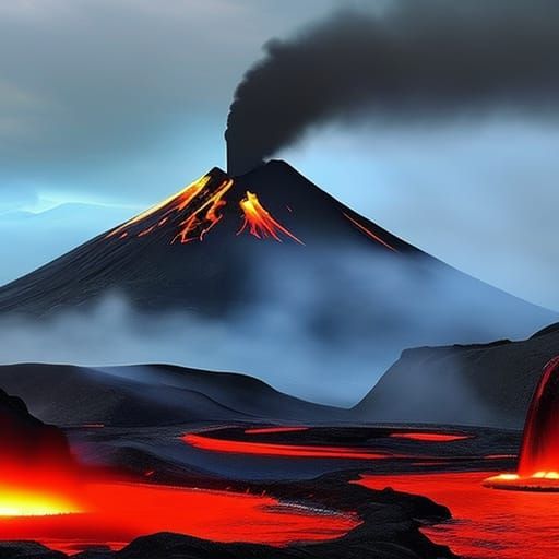 volcano erupting - AI Generated Artwork - NightCafe Creator