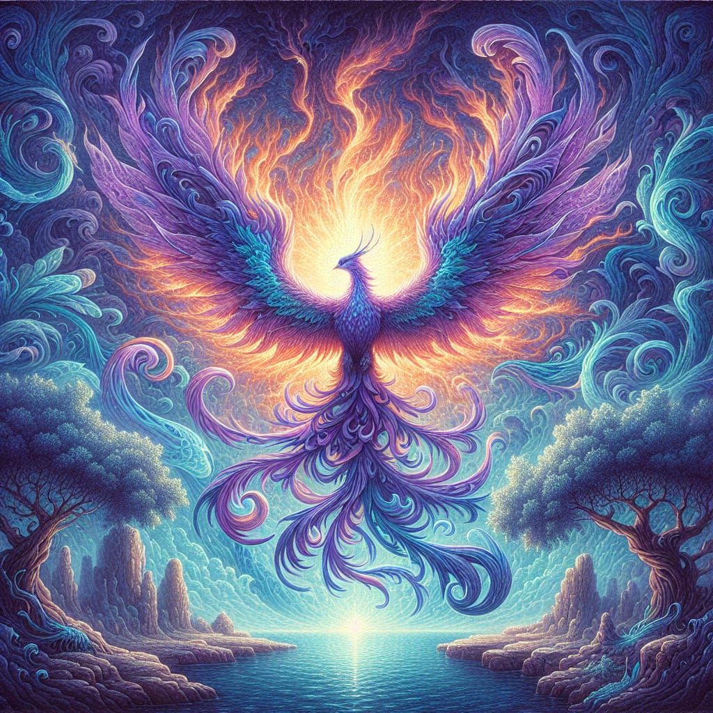 Violet Phoenix Rises - AI Generated Artwork - NightCafe Creator