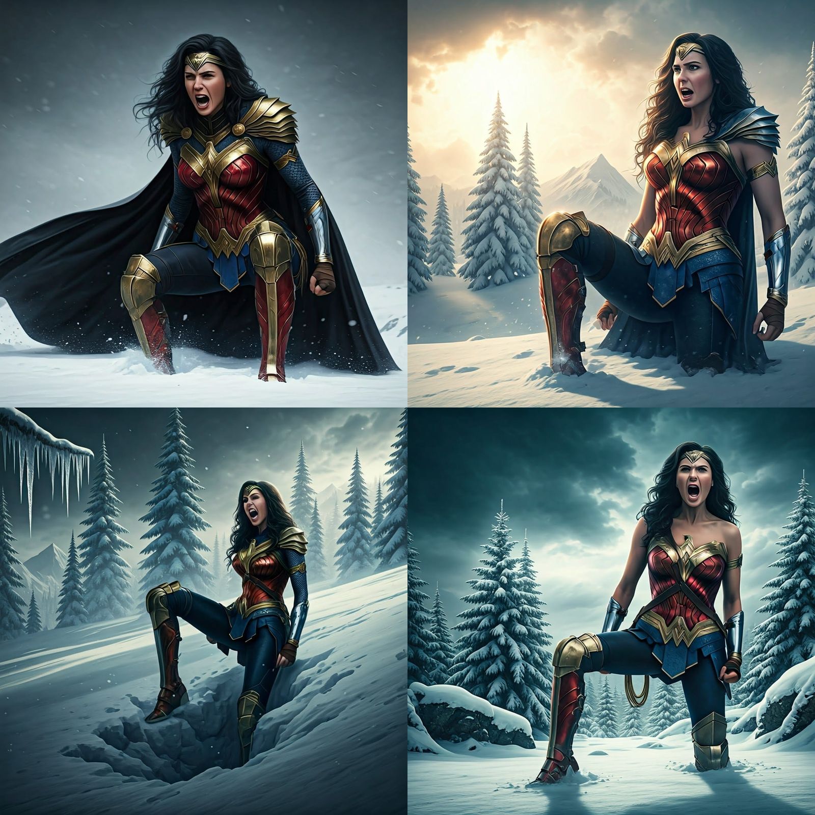 Wonder Woman Trapped in Winter Wonderland - AI Art