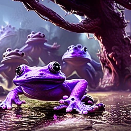Invasion of the purple frogs - AI Generated Artwork - NightCafe Creator