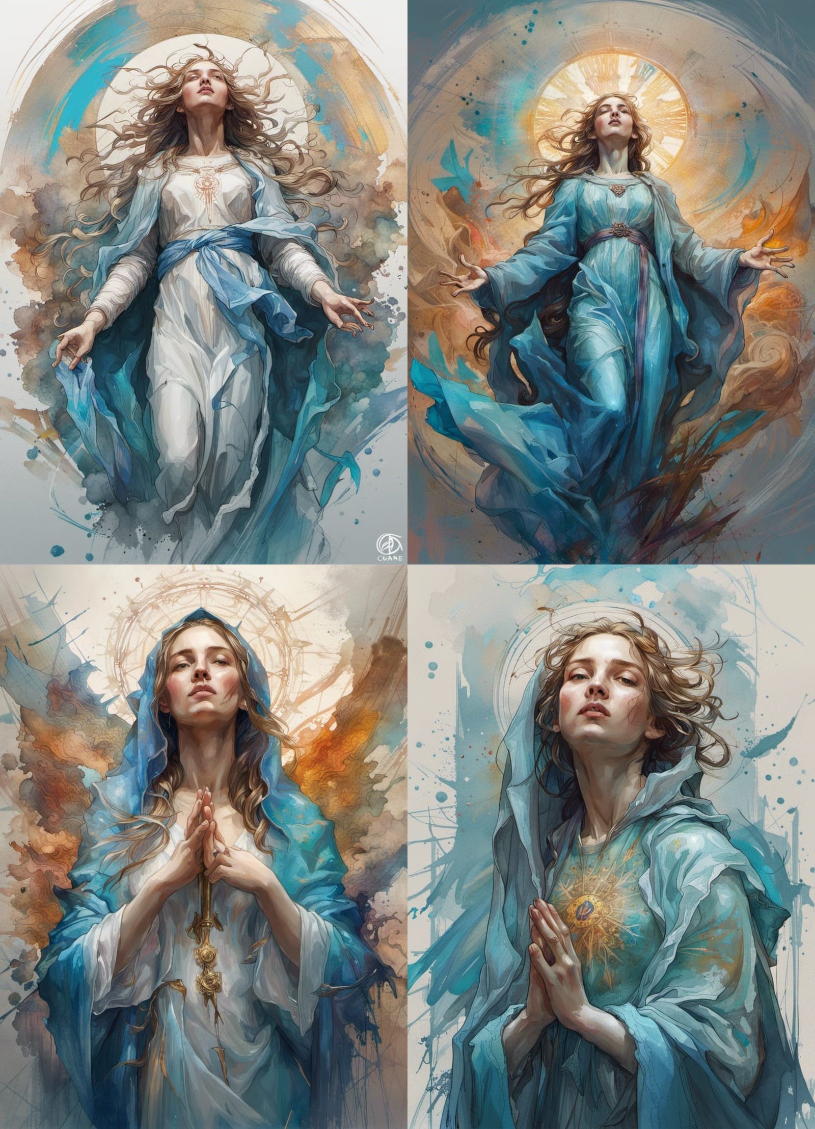 Assumption of the Virgin Mary, blue robes, full body portrait, 8k ...