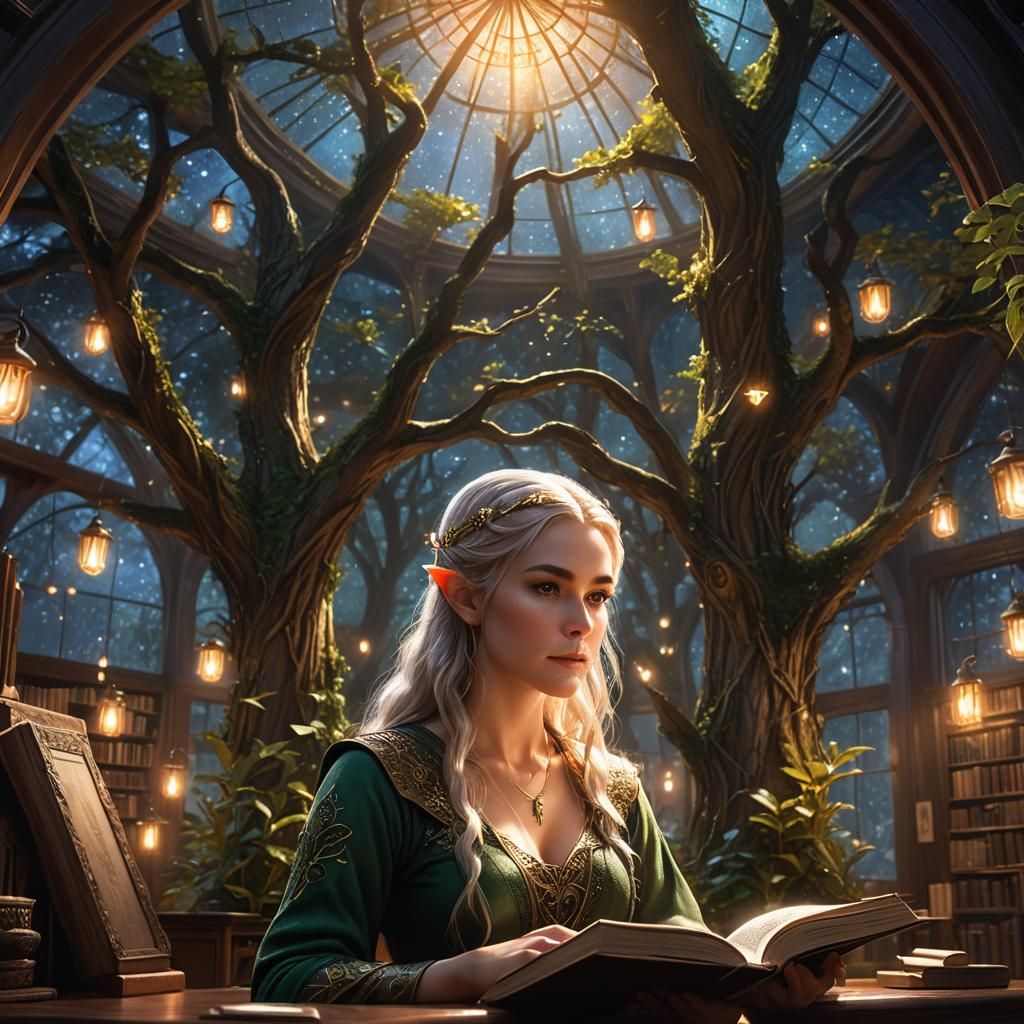 Elven Librarian - AI Generated Artwork - NightCafe Creator