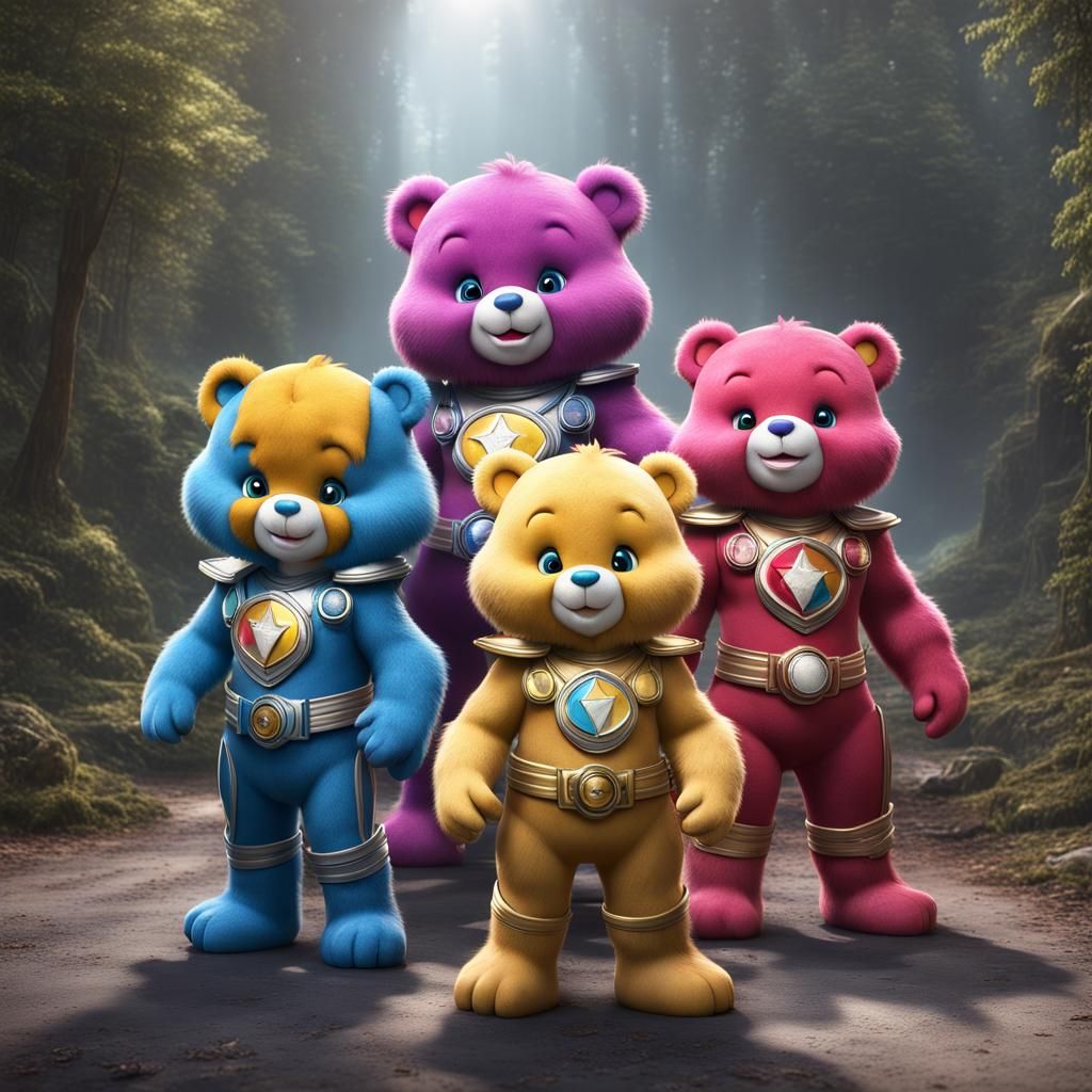hyperrealistic Care Bears as a power rangers, full body - AI Generated ...