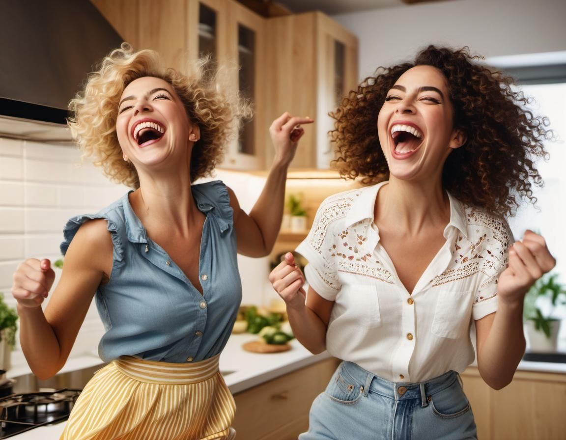 Silly kitchen laughter - AI Generated Artwork - NightCafe Creator