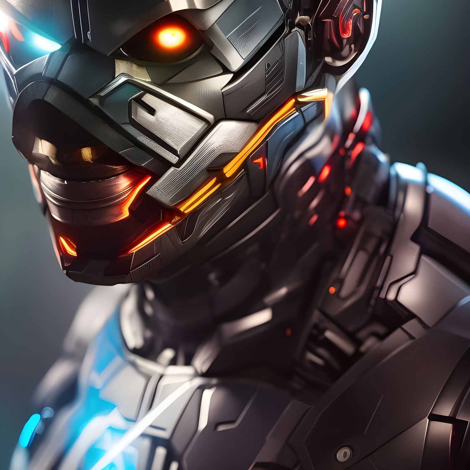 cyborg with human face, Hyperrealistic, splash art, concept art, mid ...