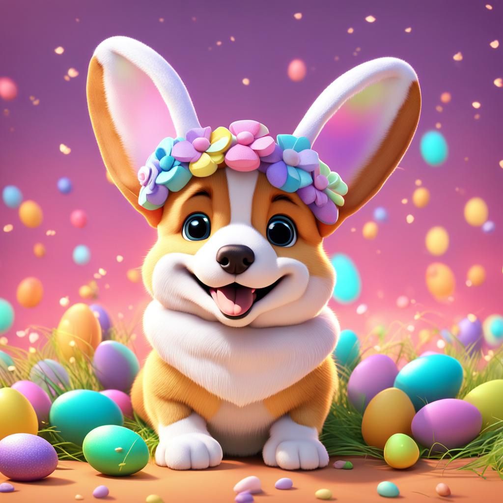 The Easter Corgi wishes you a happy Easter! - AI Generated Artwork - NightCafe Creator