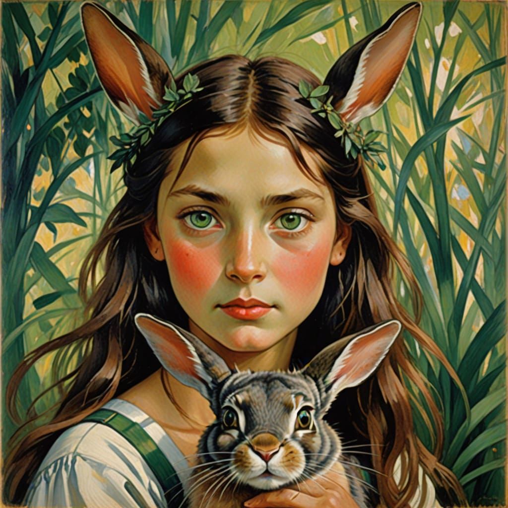 Whimsical Rabbit with Emerald Eyes in a Dreamlike ... - AI Art
