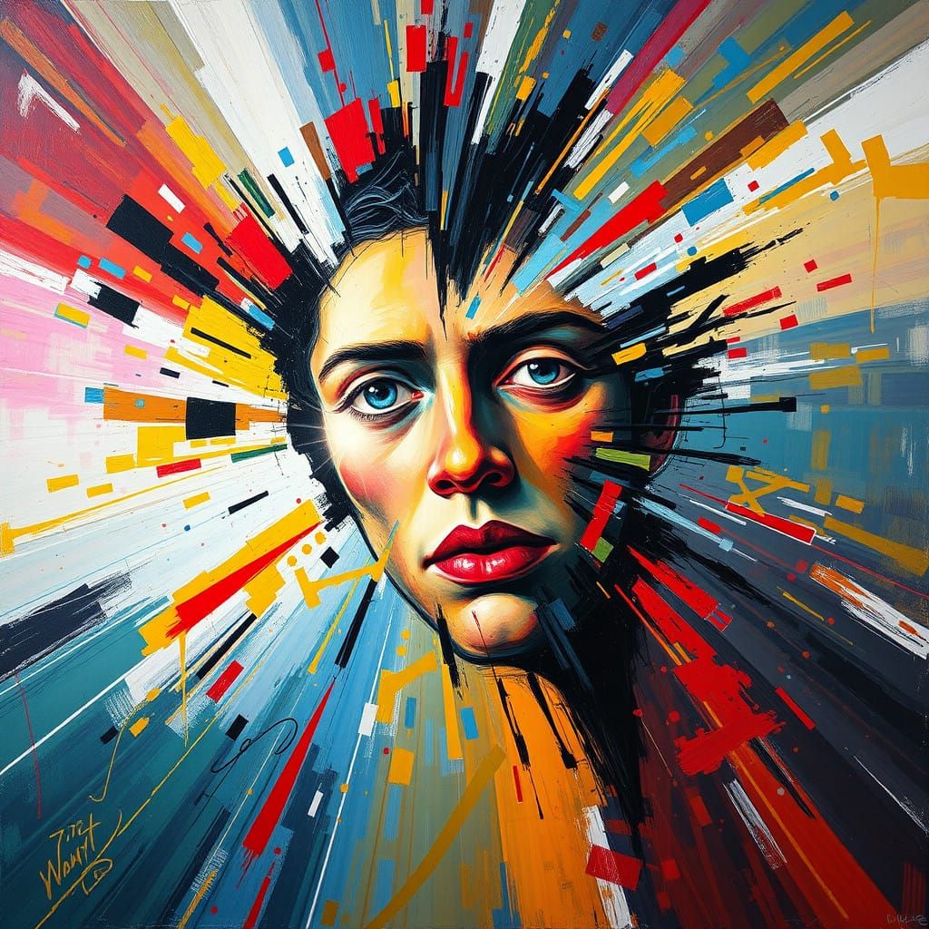 Unshattered Identity: Abstract Expressionist Face ... - AI Art