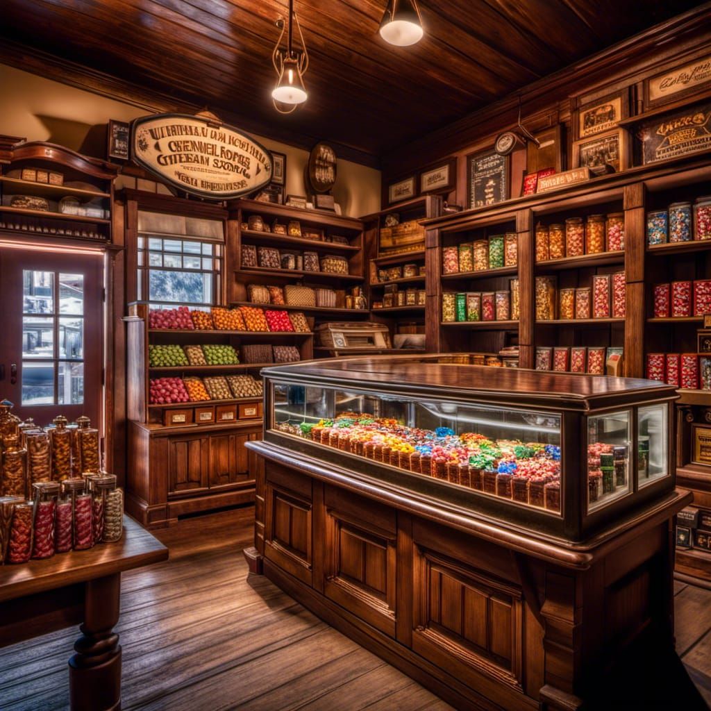 Inside an Old West General Store with a grand Candy Counter ...