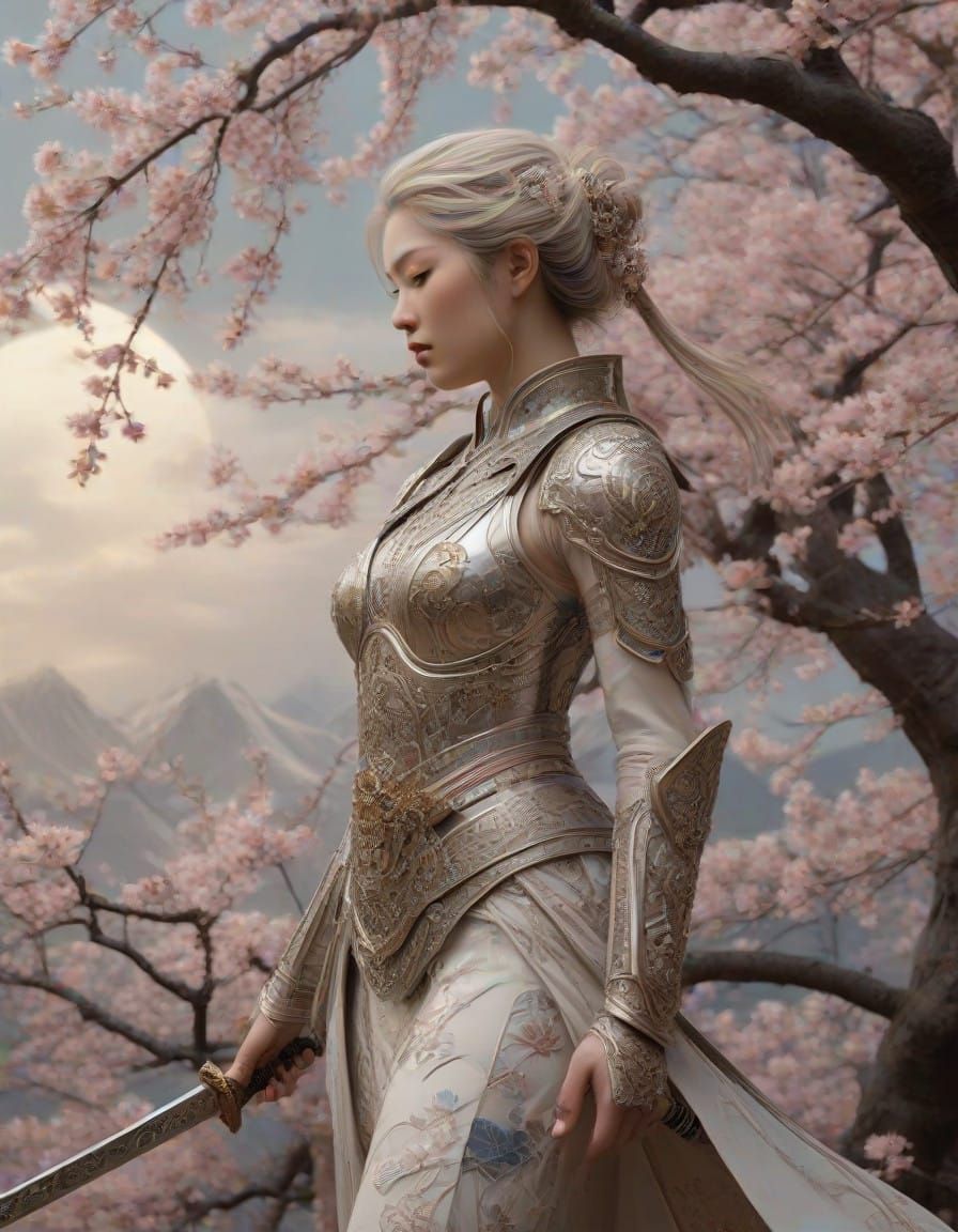 Female warrior_Trial w James Jean & Yoshitaka Amano