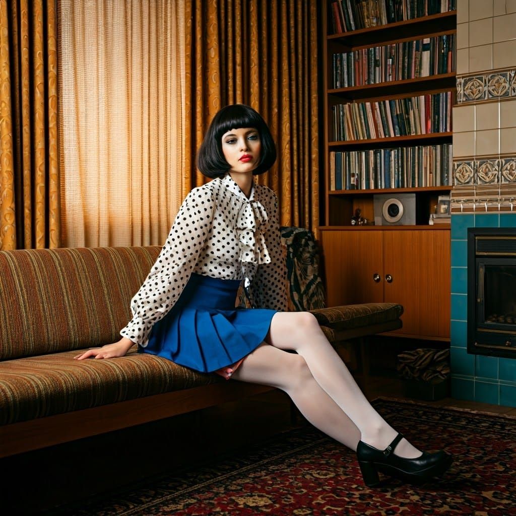 Bold Feminine Icon of 1970s Retro Style in Photore... - AI Art