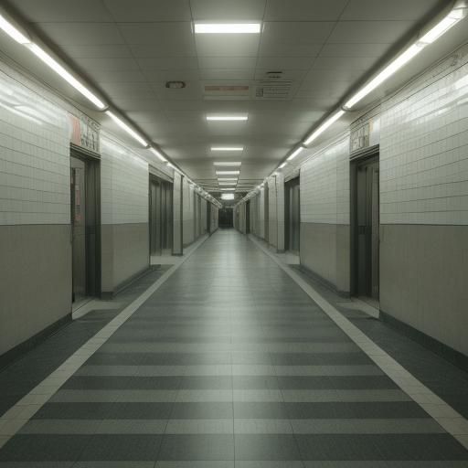 Subway liminal space. Empty hallways and moldy tiles - AI Generated ...