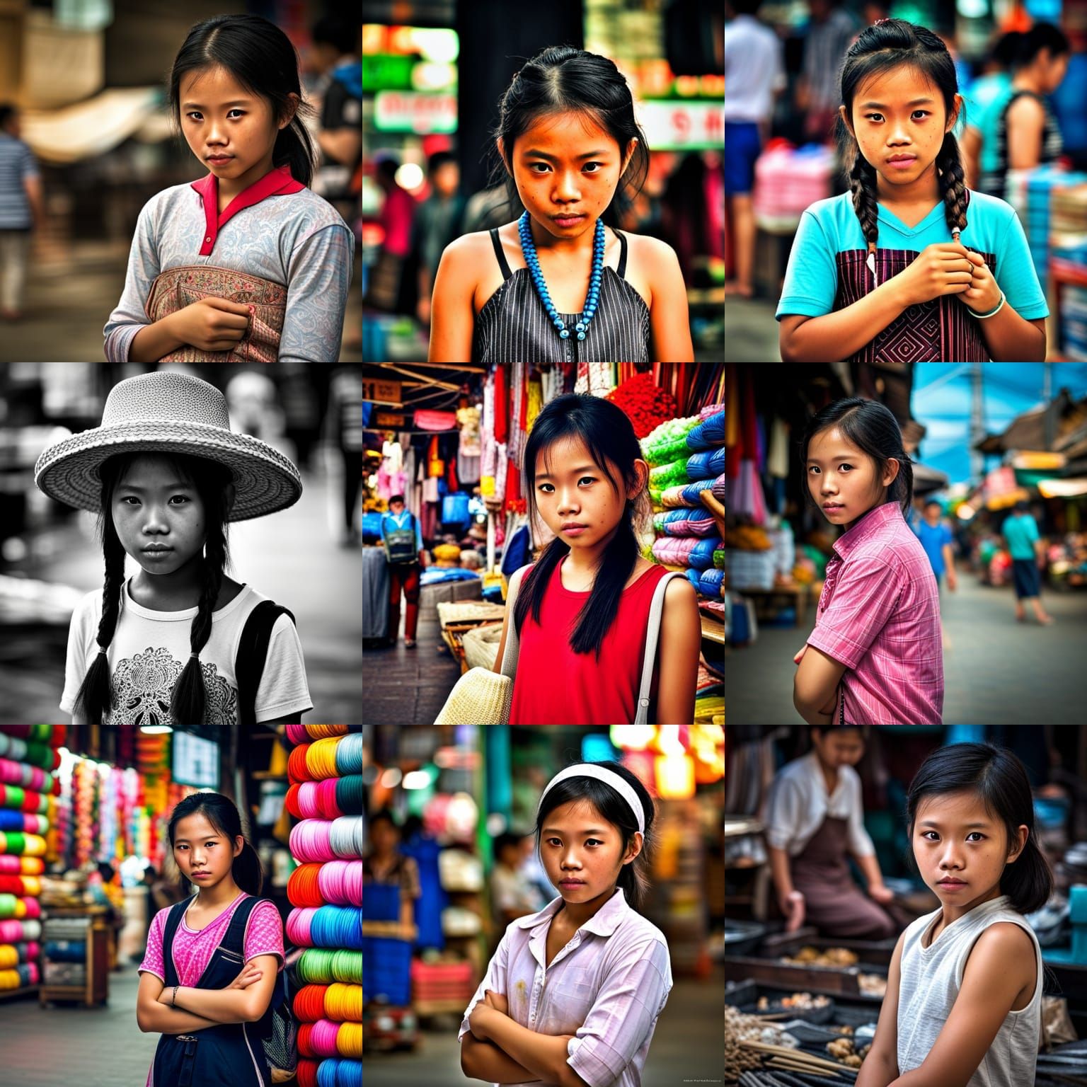 Vietnamese tween girl in marketplace - AI Generated Artwork - NightCafe ...