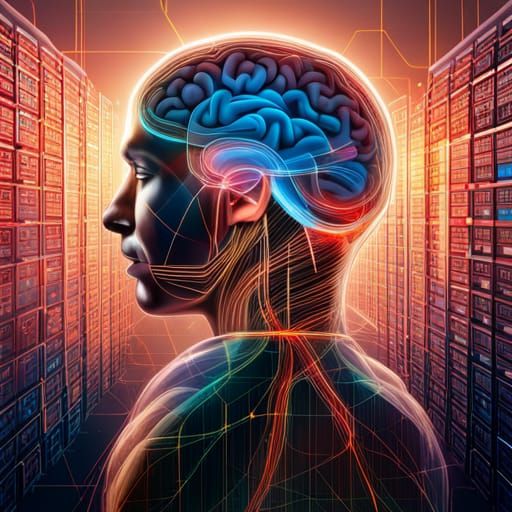 (full body view)Detailed schematic of a human brain with circuits ...
