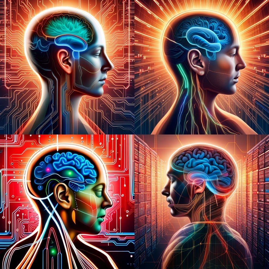 (full body view)Detailed schematic of a human brain with circuits ...