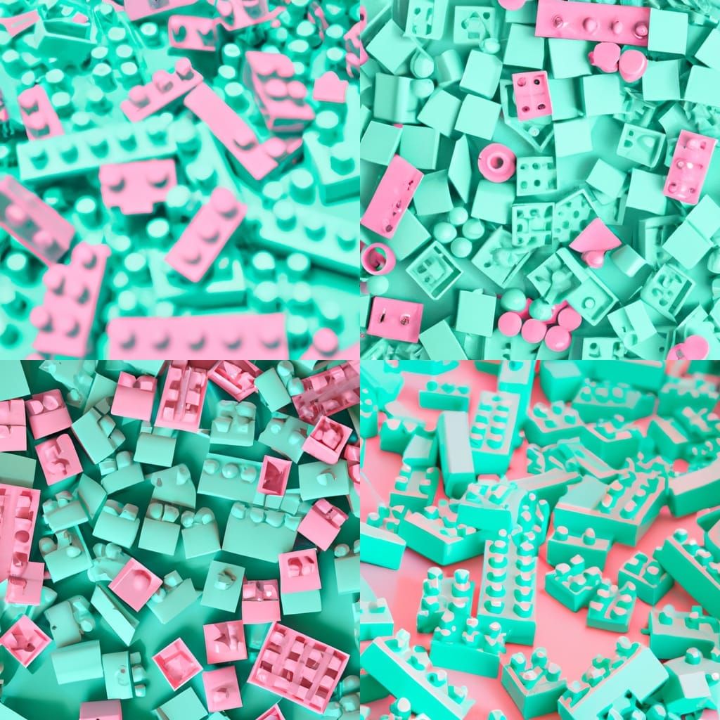 Cool Mint and Pink colored Legos scattered. - AI Generated Artwork ...
