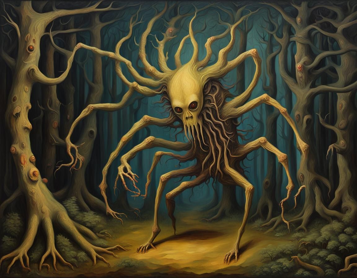 Tree Monster - Surrealism Masterpiece: A Grotesque Forest Cr...