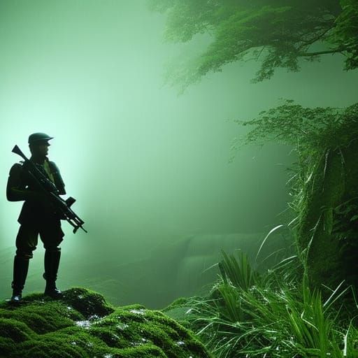 Soldier in the jungle - AI Generated Artwork - NightCafe Creator