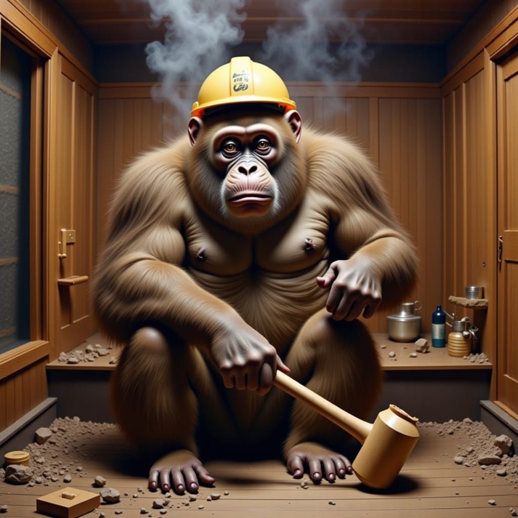 Master Carpenter Monkey - Realistic Japanese Monkey Carpente...