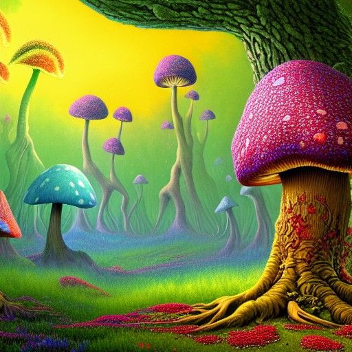 a beautiful digital illustration painting of a detailed fantasy tree ...