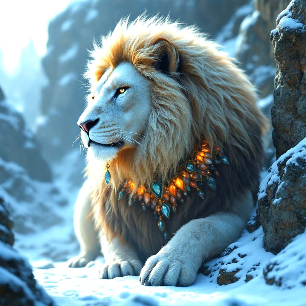 Ethereal Beast Goddess in Dark Fantasy Attire - AI Art