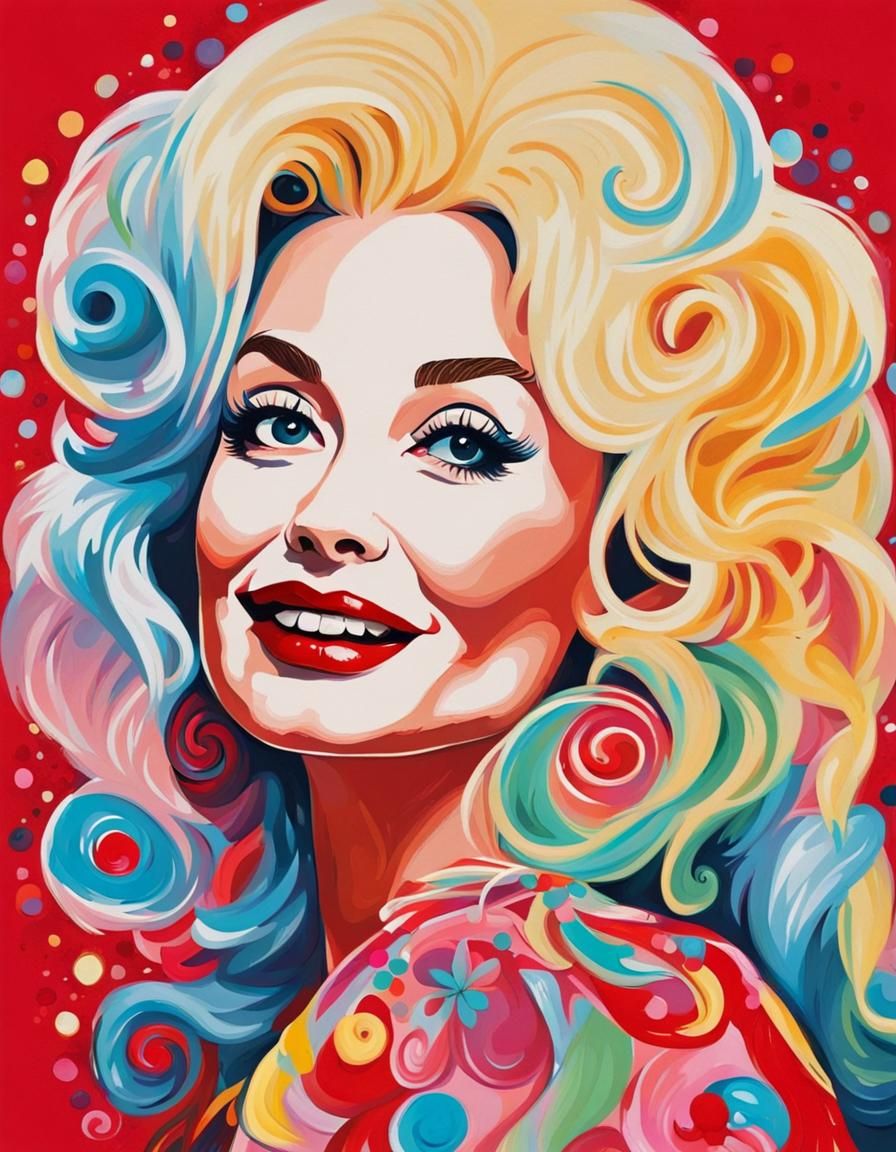 Dolly Parton with red lips - AI Generated Artwork - NightCafe Creator