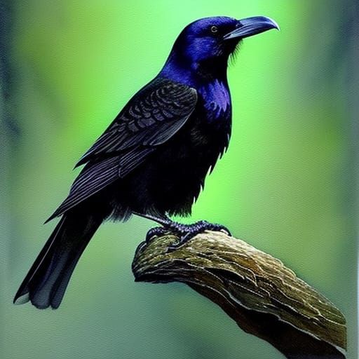 Dramatic watercolour painting of a raven, dark, stunning, hyperdetailed ...