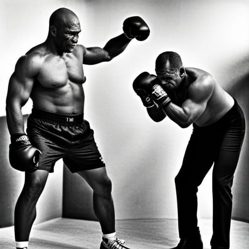 mike tyson shadow boxing with a muscle bound demon from hell - AI ...
