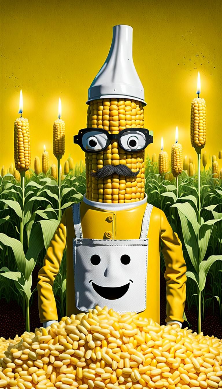 Kernel Mustard in a Field with Corn Stalks - AI Generated Artwork ...