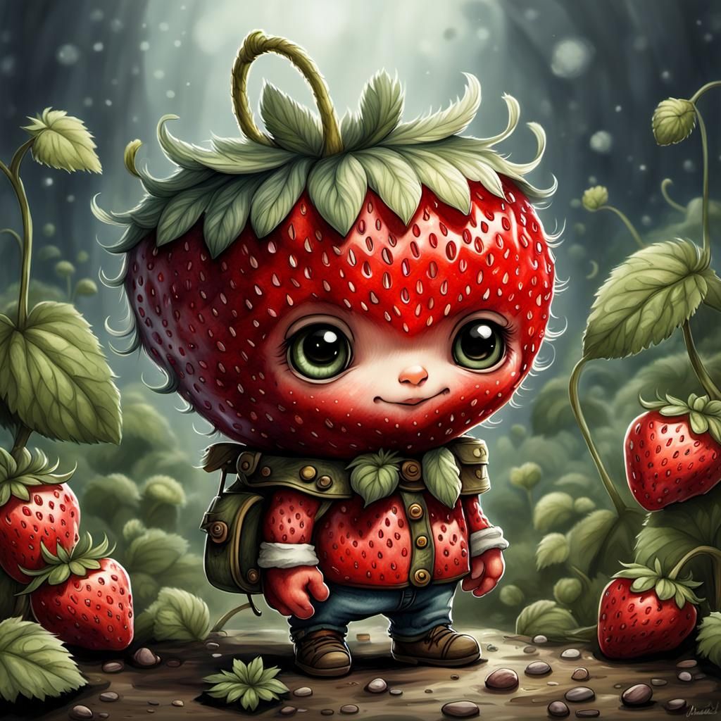 A Chibi strawberry person, - AI Generated Artwork - NightCafe Creator