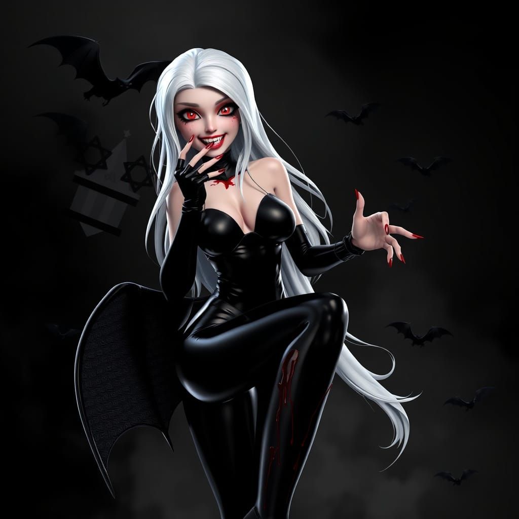 Vampire Goddess in Dark Fantasy Tattoo Style - AI Art