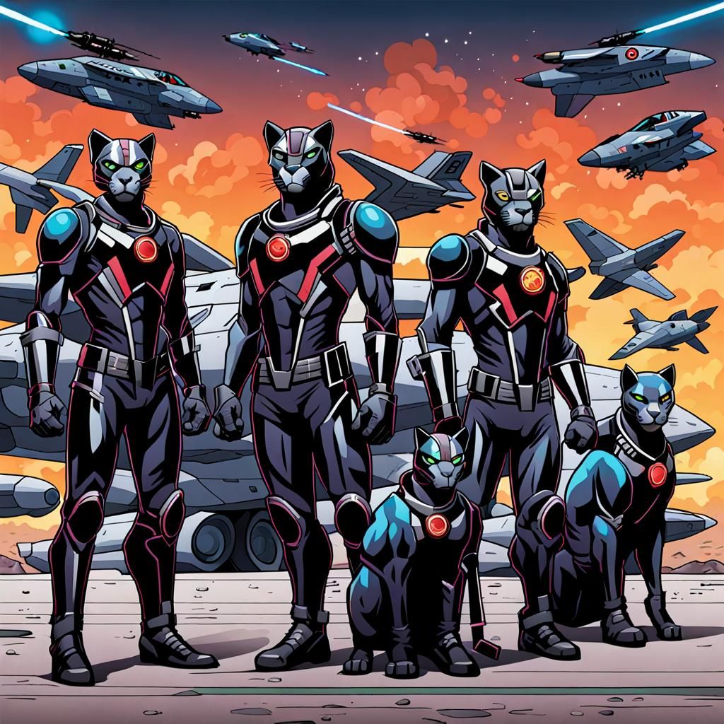 Cyborg panther squadron - AI Generated Artwork - NightCafe Creator