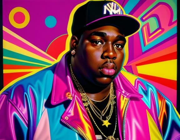 Colorful Biggie portrait - AI Generated Artwork - NightCafe Creator