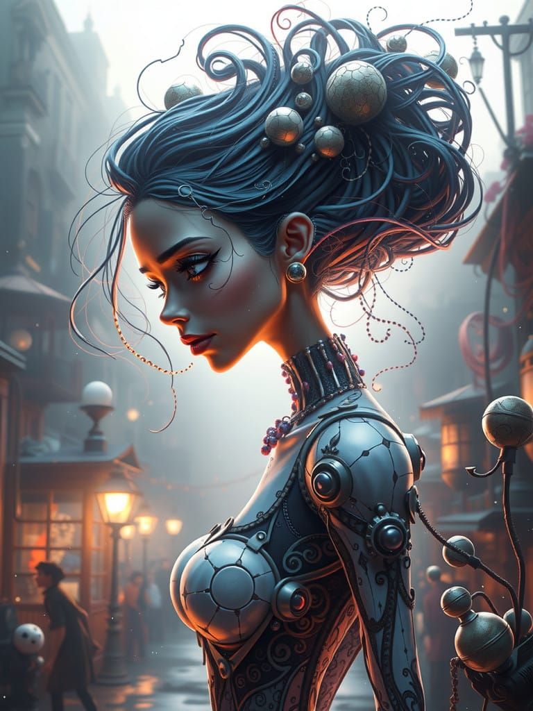 side view from top to bottom, slightly turned head. Cartoon style ...