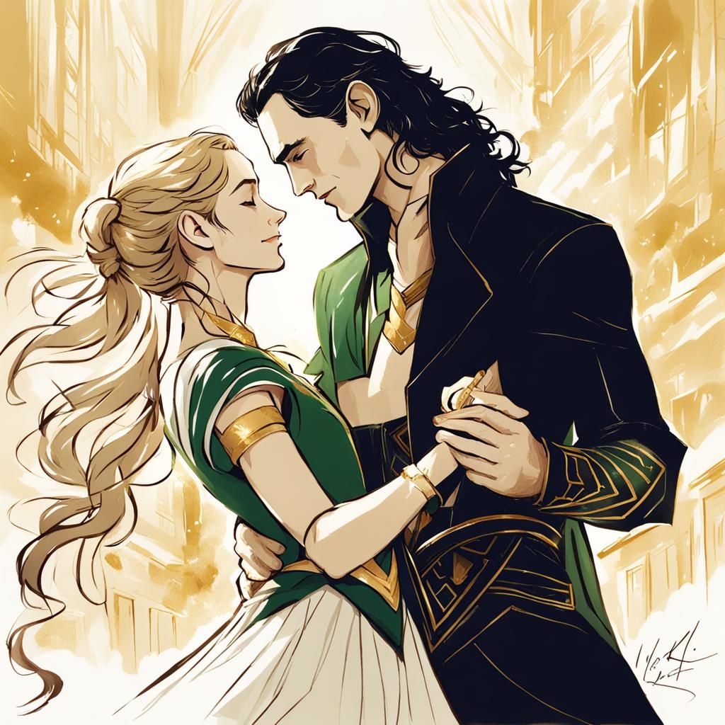 Loki dancing with Sigyn, "Viria Style" - AI Generated Artwork ...