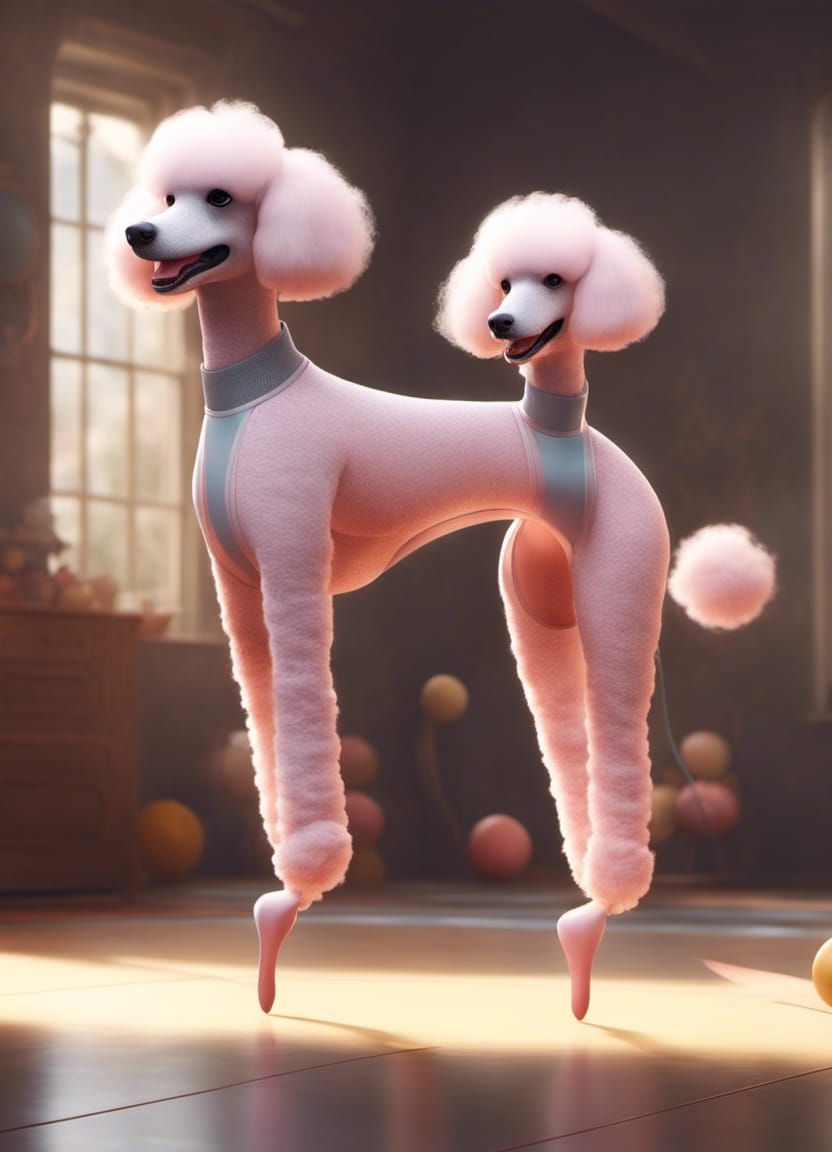 anthropomorphic poodles doing rhythmic gymnastics;CGI;character design ...
