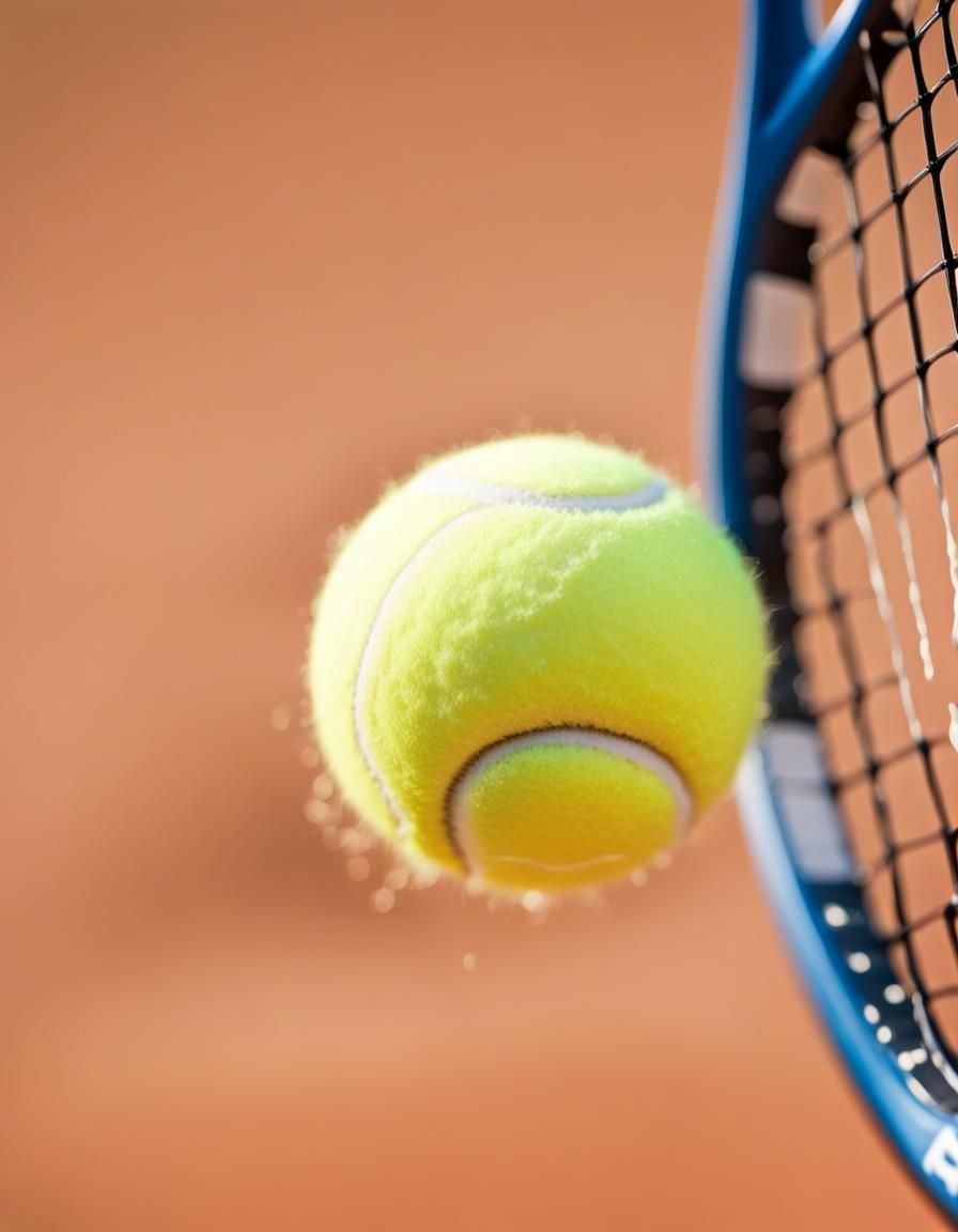 "close up image of tennis ball being hit by racquet" "macro" - AI ...