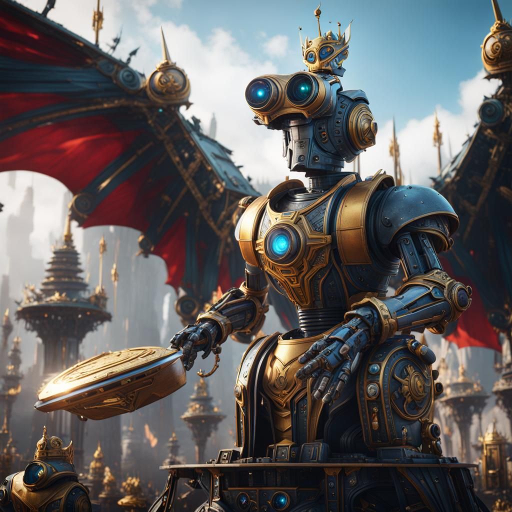 Robots King is giving a speech - AI Generated Artwork - NightCafe Creator