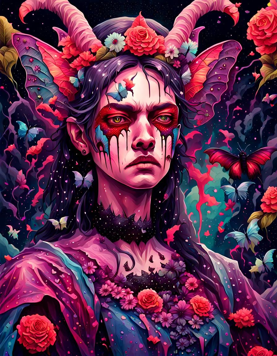 ( intricately detailed dreamy portrait of a scary masculine devil ...
