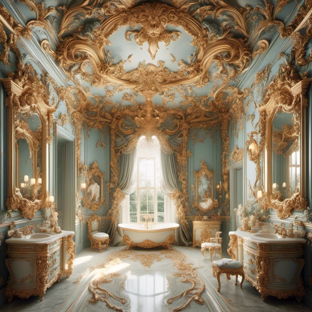 Rococo Bathroom - AI Generated Artwork - NightCafe Creator