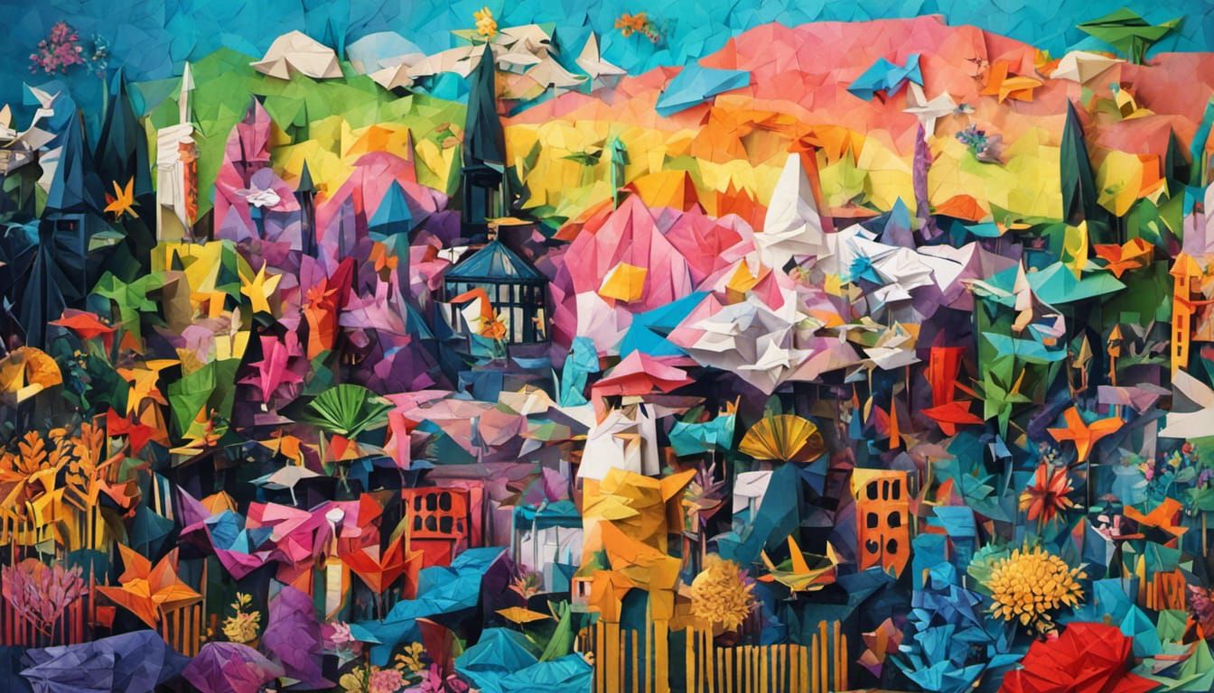 Origami Explosion - AI Generated Artwork - NightCafe Creator