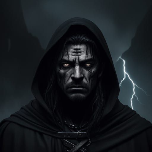 Brooding Dark Fantasy Figure Stands at the Edge of... - AI Art