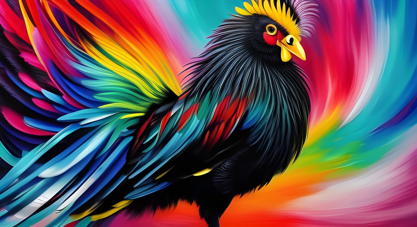 Rainbow Rooster - AI Generated Artwork - NightCafe Creator